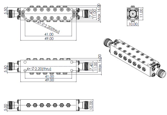 Band Pass Filter From 30.5~36GHz OBP-33250-6500 With 2.92mm(K)-Female ...