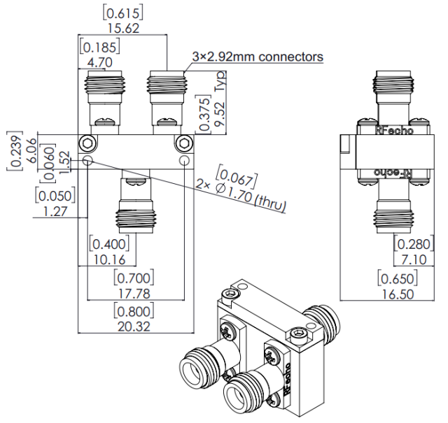 DC to 30GH 2WAY OPD-0030-2-S With SMA Female Connectors - RFecho
