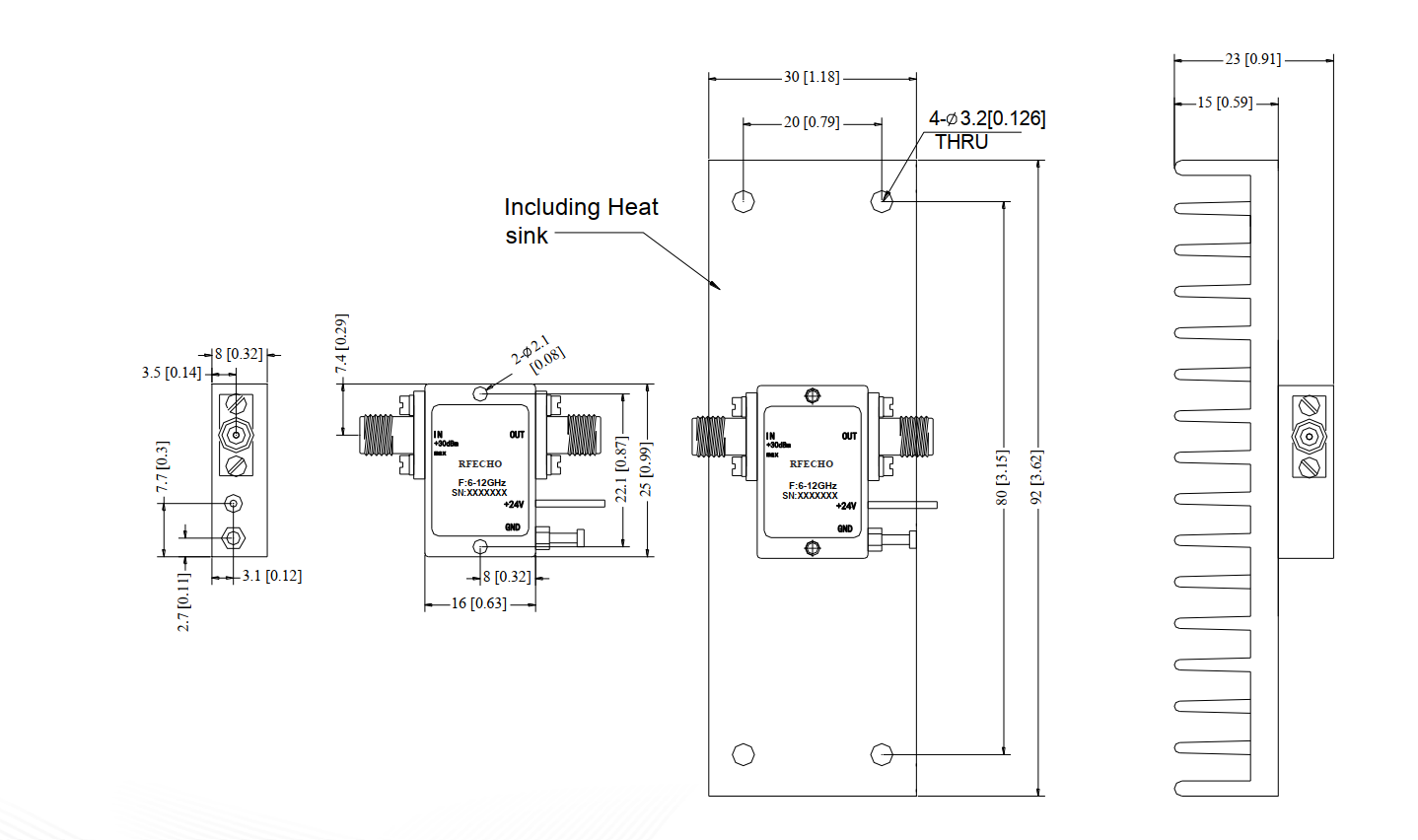 Wide Band Power Amplifier . 6GHz~12GHz . OPA3306001200A - RFecho