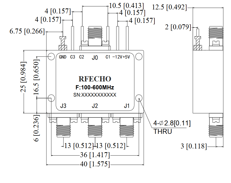 Absorptive Coaxial SP3T Switch from 0.1GHz to 0.6GHz .OSA0300100060B ...