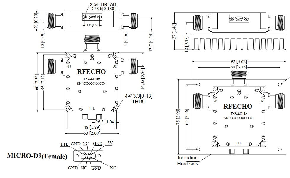 Absorptive Coaxial SP2T Switch from 2GHz to 4GHz .OSR0202000400C - RFecho