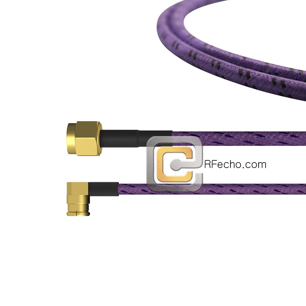 Right Angle Mini SMP Female to SMA Male, 26.5 GHz, CompositeOM-086 Coax ...